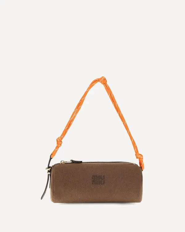 Miu Miu Embroidered Logo Shoulder Bag - Brown