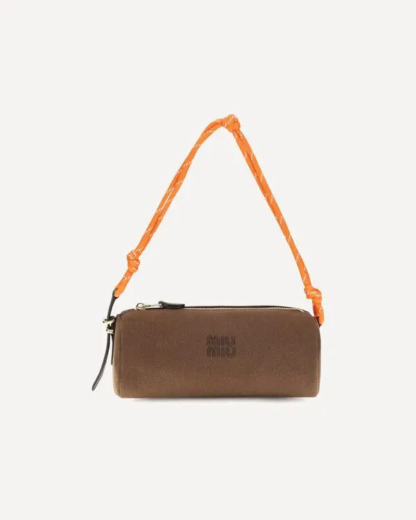 Miu Miu Embroidered Logo Shoulder Bag - Brown