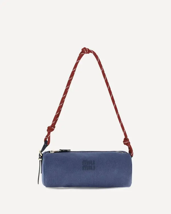 Miu Miu Embroidered Logo Shoulder Bag - Blue