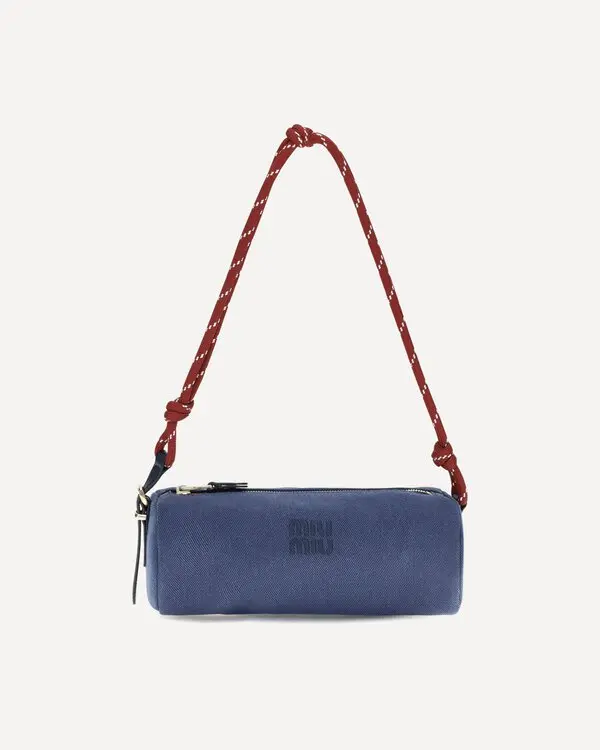 Miu Miu Embroidered Logo Shoulder Bag - Blue