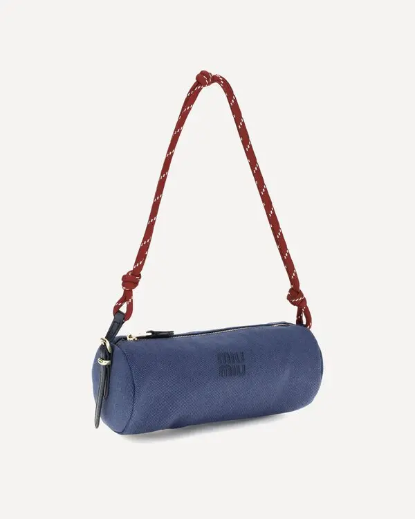 Miu Miu Embroidered Logo Shoulder Bag - Blue