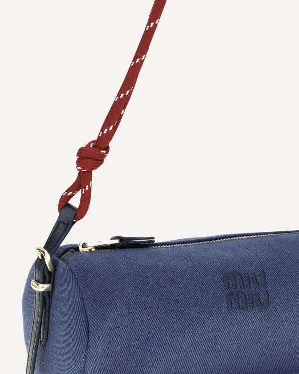 Miu Miu Embroidered Logo Shoulder Bag - Blue