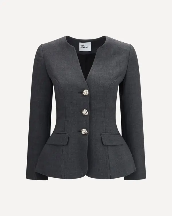 SELF-PORTRAIT Wool Peplum Blazer