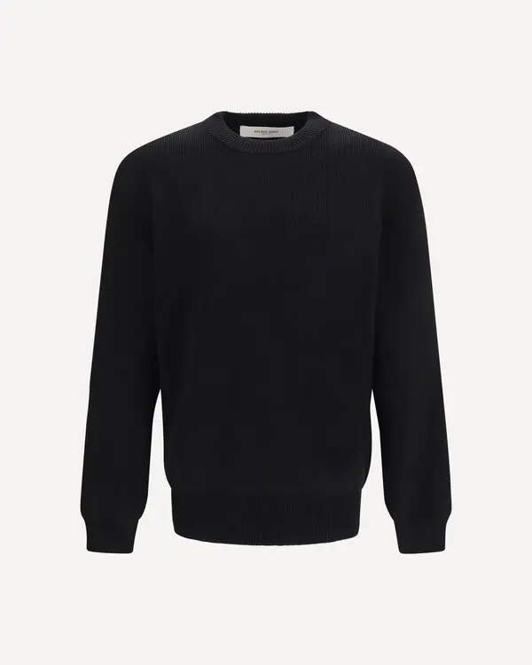 GOLDEN GOOSE Ribbed Knit Sweater With Back Logo - Black