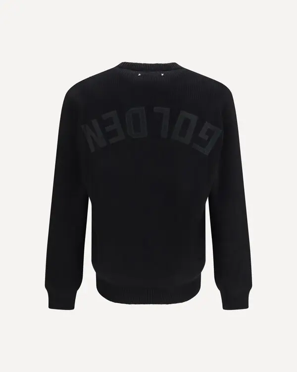 GOLDEN GOOSE Ribbed Knit Sweater With Back Logo - Black