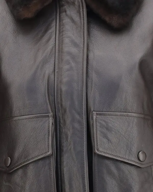 Loulou De Saison Russo Leather Bomber With Shearling Collar
