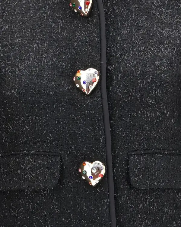 SELF-PORTRAIT Metallic Bouclé Jacket With Faux Fur Cuffs