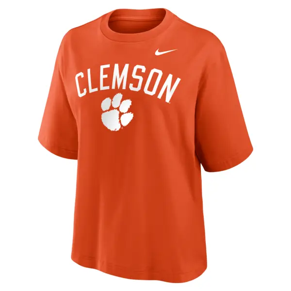 Nike Clemson Arch Over Logo Boxy College T-shirt - Orange