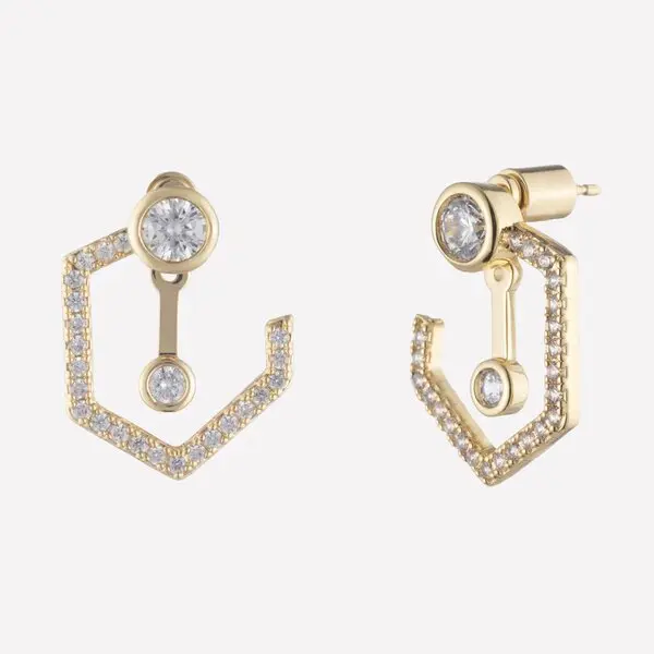 BONHEUR. Spencer Front And Back Earrings - 18k Gold Plated