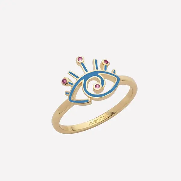 BONHEUR. Bonheur Shiva Greek Eye Ring With Topaz Swarovski Stones - Orange