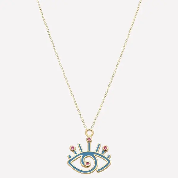 BONHEUR. Bonheur 18k Gold-plated Brass Enamel Evil Eye Necklace With Topaz Swarovski Stones - White