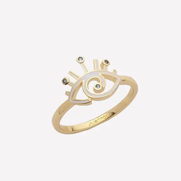 BONHEUR. Bonheur Isis Swarovski Evil Eye Ring - Pink