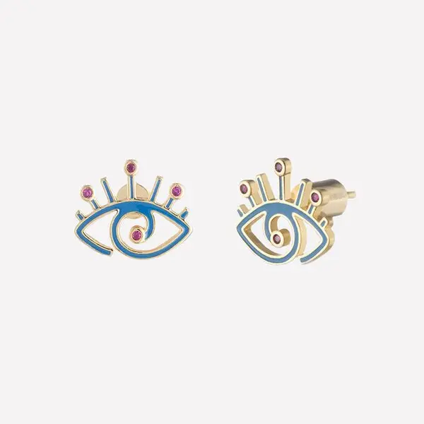 BONHEUR. Shiva Evil Eye Earrings - Blue