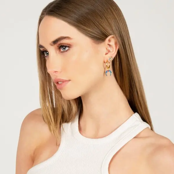 BONHEUR. Shiva Evil Eye Earrings - Pink