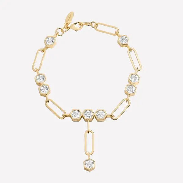 BONHEUR. Bonheur Anaé Crystal Charm Link Bracelet - Rhodium Plated