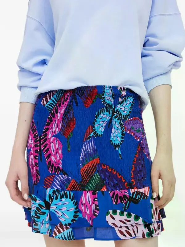Desigual Butterfly-print Ruffled Mini Skirt
