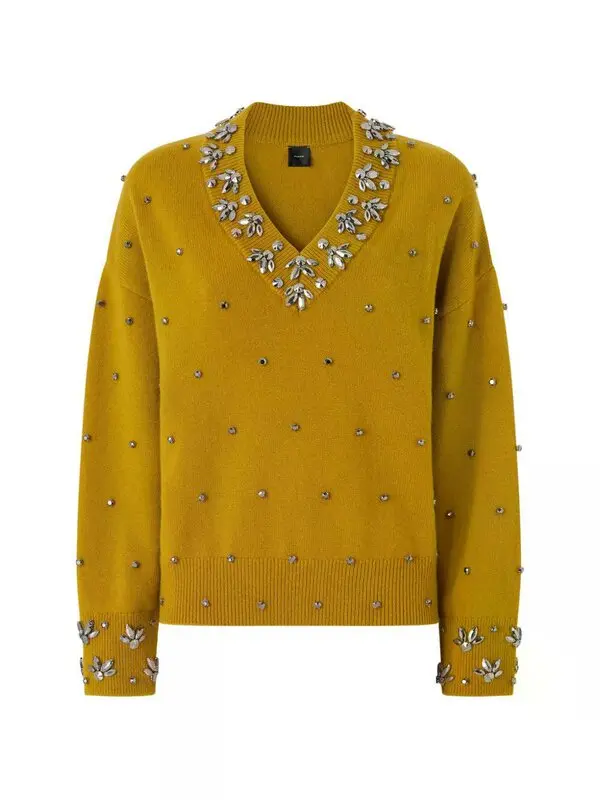 Pinko Crystal-embellished V-neck Sweater