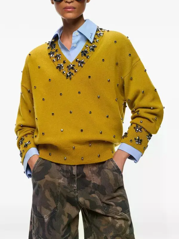 Pinko Crystal-embellished V-neck Sweater
