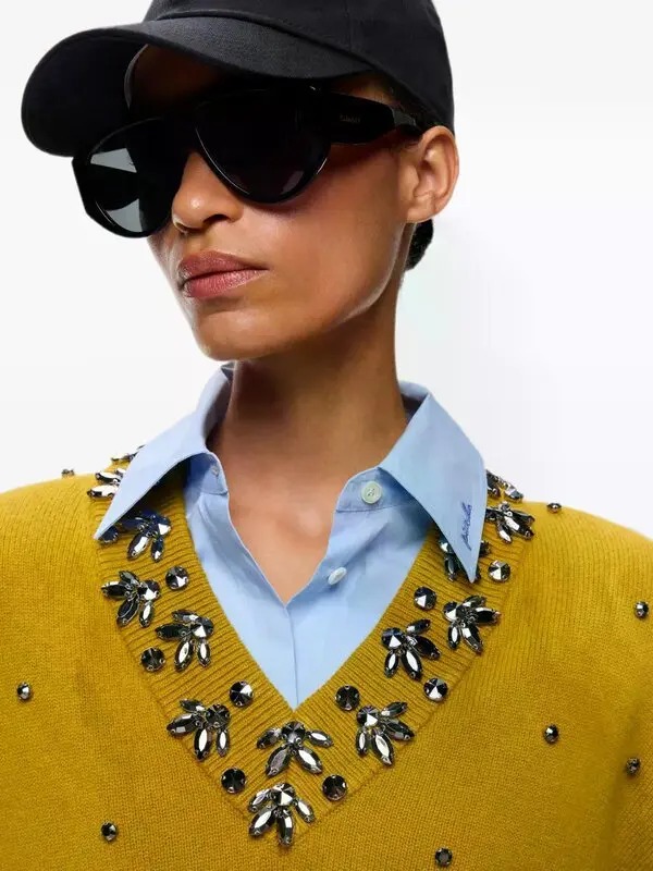 Pinko Crystal-embellished V-neck Sweater