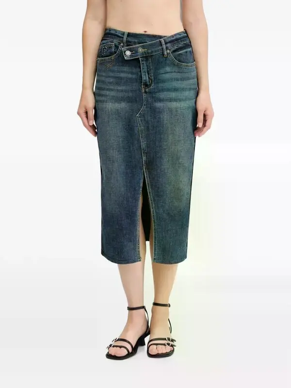 Desigual Twisted Panelled Midi Denim Skirt