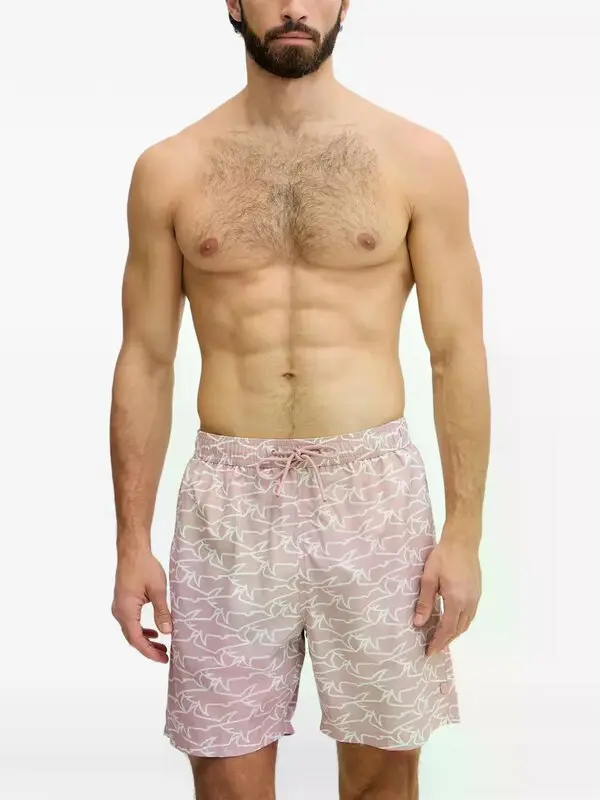 Paul & Shark Shark-print Drawstring Swim Shorts