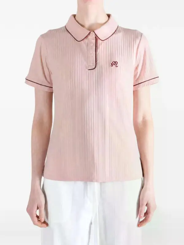 MALBON Anna Ribbed Knit Polo Shirt - Pink