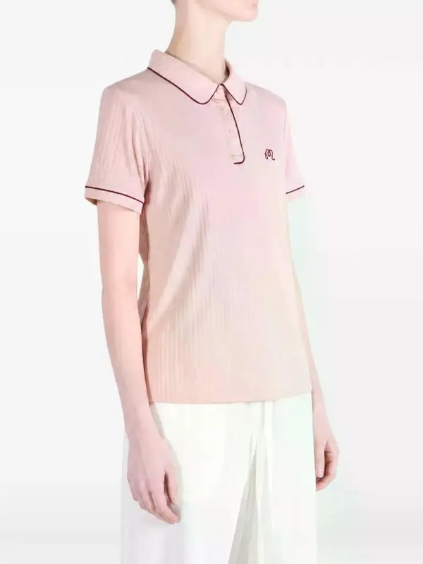 MALBON Anna Ribbed Knit Polo Shirt - Pink
