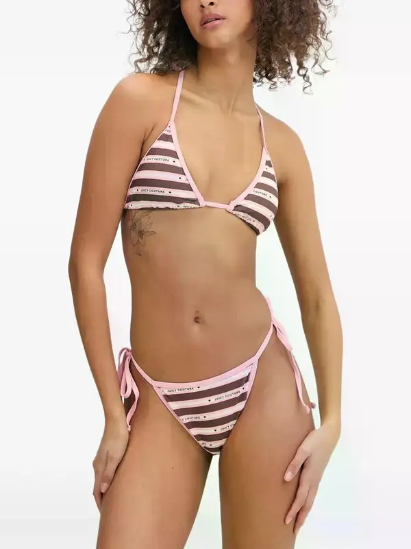 Juicy Couture Logo-print Striped Bikini - Brown