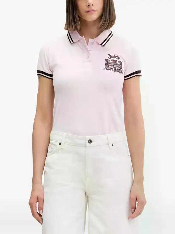 Juicy Couture Logo-embroidered Tipped Polo Top - Pink