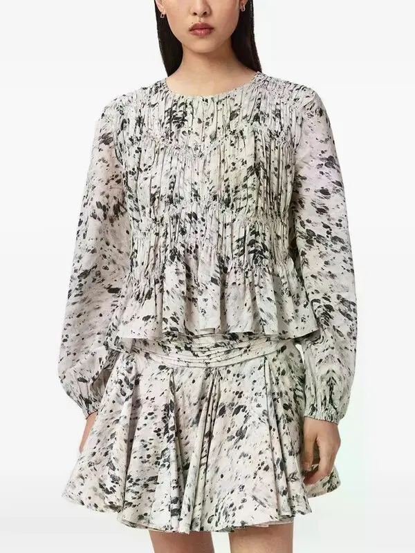 ALLSAINTS Shirred-bodice Peplum Blouse
