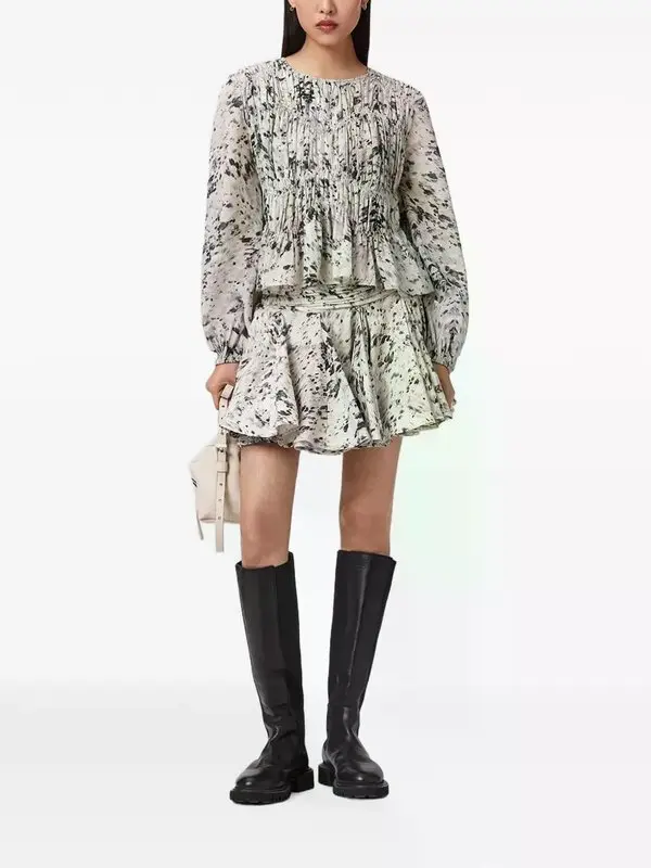 ALLSAINTS Shirred-bodice Peplum Blouse