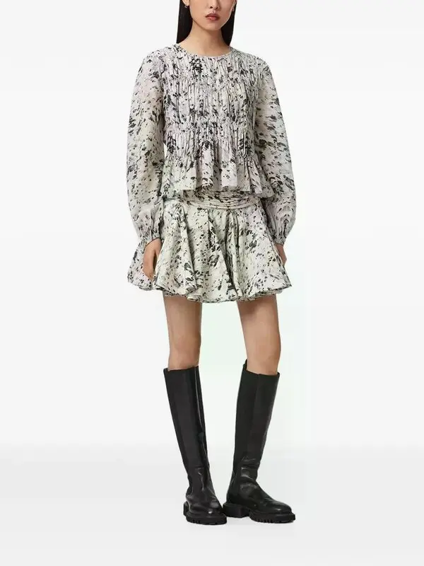 ALLSAINTS Shirred-bodice Peplum Blouse