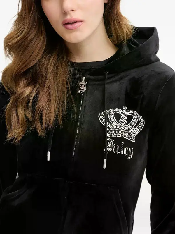 Juicy Couture Rhinestone Embellished Zip-up Hoodie