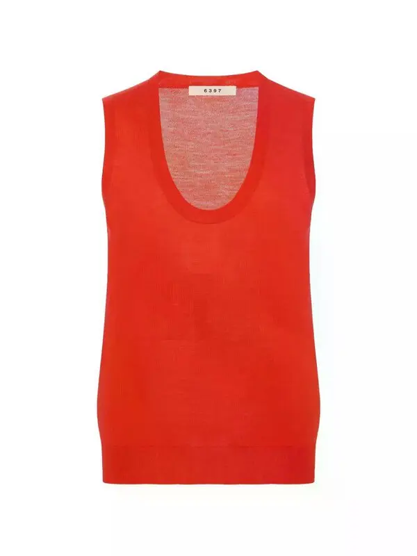 6397 Scoop-neck Fine-knit Vest