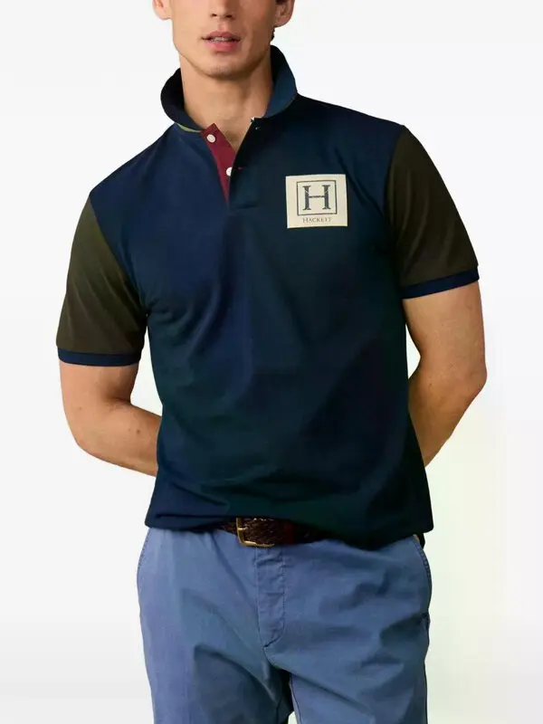 HACKETT LONDON Union Jack Colour-block Polo Shirt