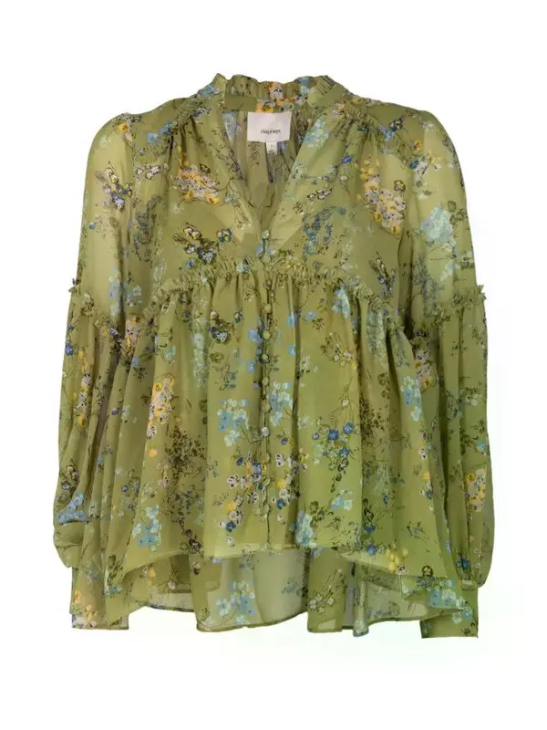 Cinq À Sept Edeline Floral-print Ruffled Blouse