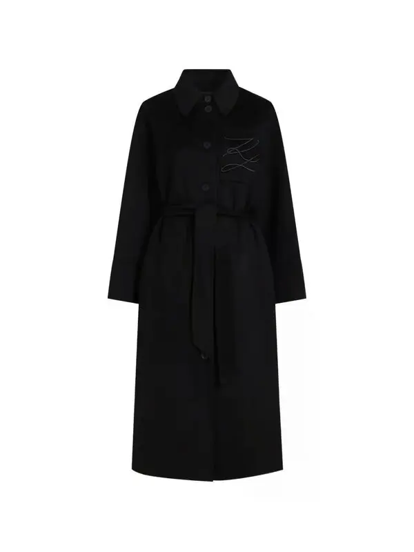 Karl Lagerfeld Belted Long Wool-blend Coat