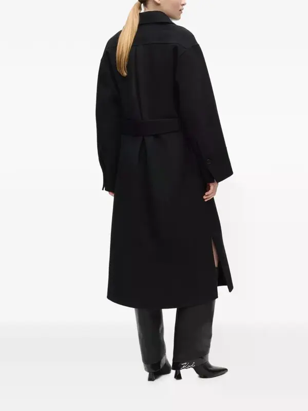 Karl Lagerfeld Belted Long Wool-blend Coat