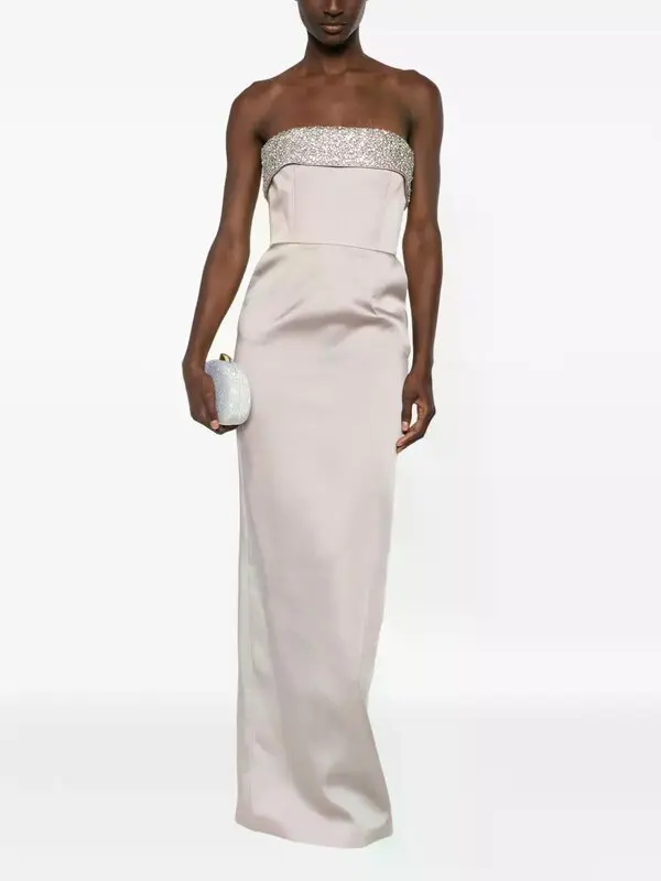 THE NEW ARRIVALS ILKYAZ OZEL Rhea Crystal-embellished Maxi Dress - Neutrals