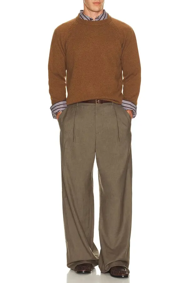 Saint Laurent Cashmere Raglan Sleeve Crewneck Sweater - Brun