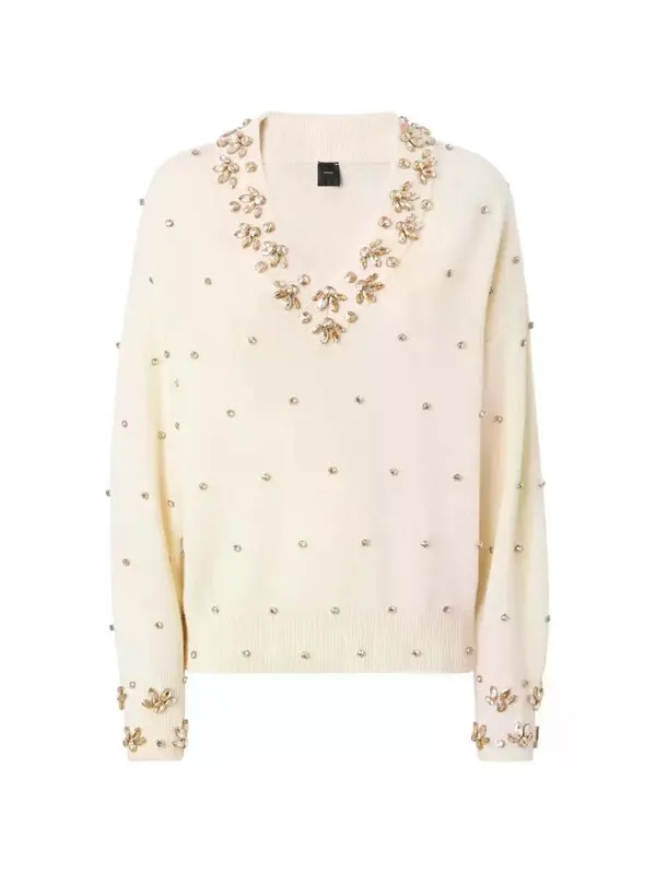 Pinko Crystal-embellished V-neck Sweater