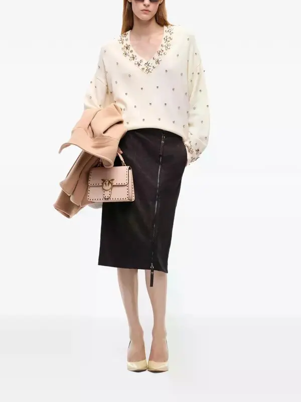 Pinko Crystal-embellished V-neck Sweater