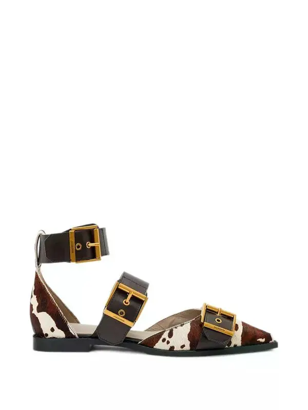 ALLSAINTS Sutton Cow-print Buckled Ballet Flats