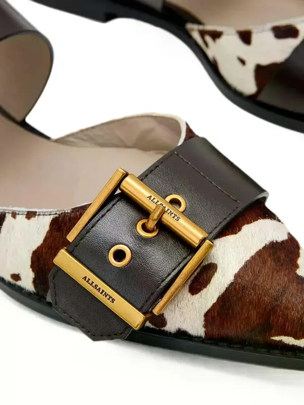 ALLSAINTS Sutton Cow-print Buckled Ballet Flats