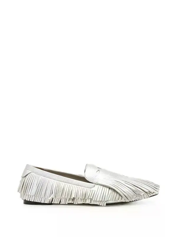 ALLSAINTS Sandy Fringe-detail Metallic Loafers - Silver
