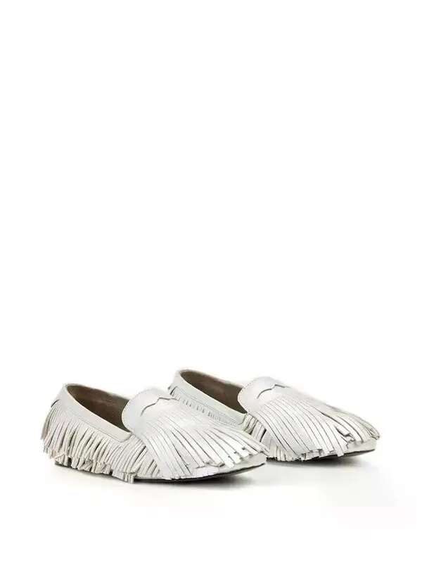 ALLSAINTS Sandy Fringe-detail Metallic Loafers