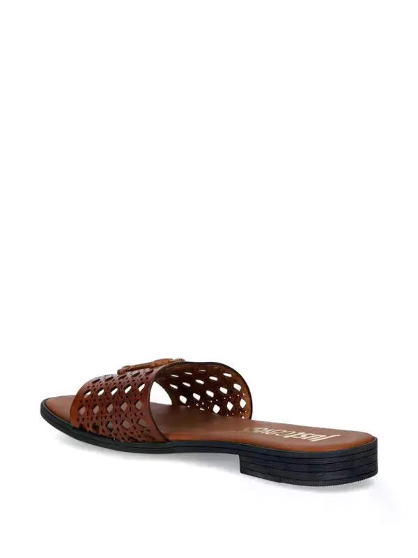 Just Cavalli Laser-cut Logo Plaque Flat Sandals - Brown