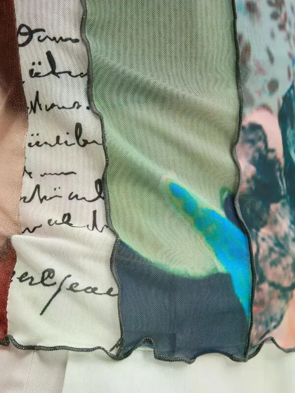 Desigual Abstract Print Sleeveless Top With Scalloped Trim