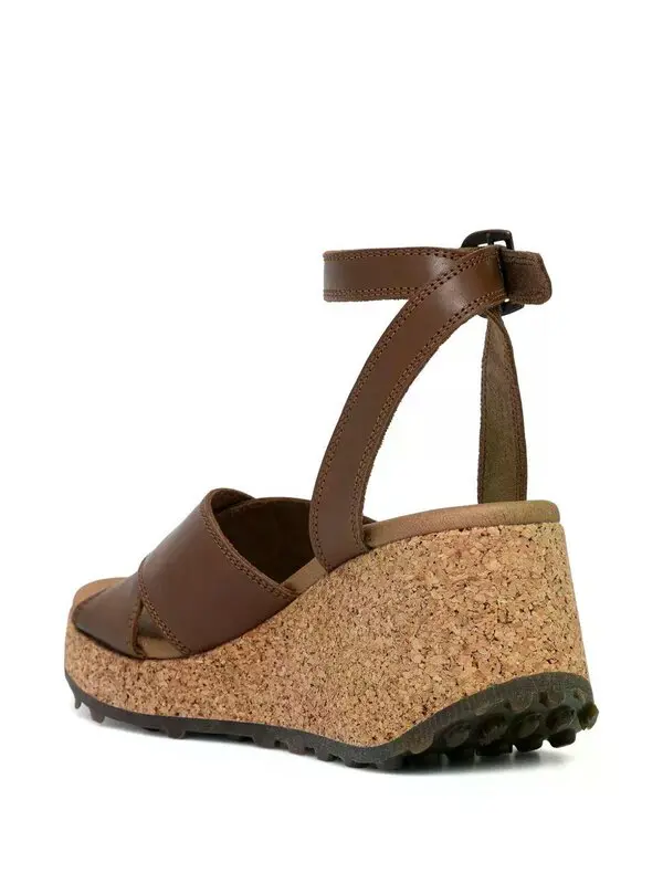 Fly London Cork-wedge Leather Sandals