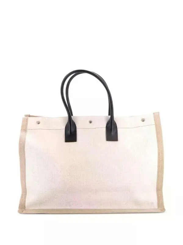 Saint Laurent Rive Gauche Canvas Large Tote Bag - Neutrals